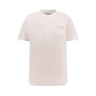Golden Goose Femme, Tops, Blanc, Taille: 36 FR T-shirt Blanc avec Col Ras du Cou Côtelé