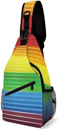 Generic Léger Sacoche Homme Bandouliere Drapeau américain Rainbow, amour, fierté LGBT Sac De Poitrine Durable,Casual Cross Body pour Homme Femme école
