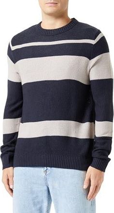 Jack & Jones Jorkyle Knit Crew Neck Pull en Tricot, Total Eclipse/d&eacute;tail : atmosph&egrave;re, XL Homme