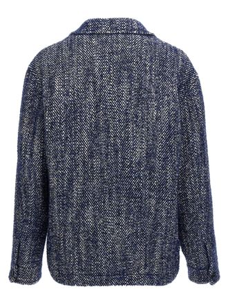 Etro Mens Blue Wool Full-Length Jacket Clothing