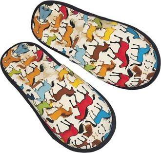 Generic Chaud Pantoufles Femmes Imprim&eacute; de chevaux de dessin anim&eacute; color&eacute;s Chaussures de Maison Antid&eacute;rapant Chaussons Homme pour Homme Femme Int&eacute;rieur M