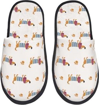 Generic Pantoufles DHiver Adorable Patte De Chiot Teckel Chaud Pantoufles De Maison Peluche Chaussons Maison Pour Spa Homme Invit&eacute; L