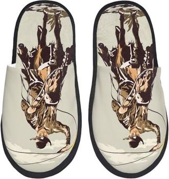 Generic Pantoufles DH&ocirc;tel Cheval De Cowboy Vintage Cozy Fourrure Pantoufles Chaud Chaussons Invit&eacute;s Pour Voyage H&ocirc;tel Homme L