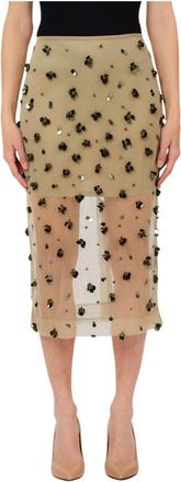 Liu Jo Femme, Jupes, Vert, Taille: 42 FR Jupe midi en tulle avec broderie florale