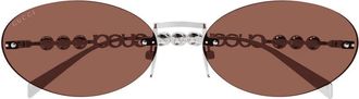 Gucci Almond-shaped Sonnenbrille - - Accessories - unisex - Grau - 62 MM