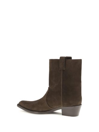 Khaite Womens Ankle Boots Clive Ebony Calf Leather