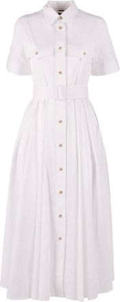 Fay Femme, Robes, Blanc, Taille: 40 FR Robe Chemise en Popeline de Coton Stretch