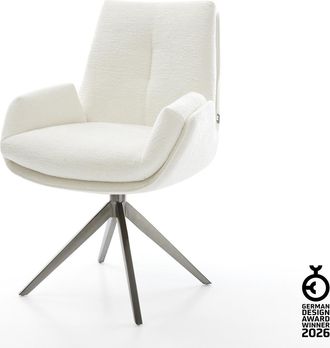 DELIFE Drehstuhl Clea-Flex Boucl&eacute; Soft Beige Kreuzgestell breit Graphit 360&deg; drehbar Wippfunktion, Esszimmerst&uuml;hle