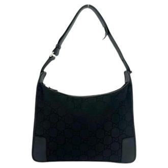 Gucci Sac bandouli&egrave;re en toile et cuir GG Pre-owned - Femme - Pre-owned - Noir - Taille: ONE Size