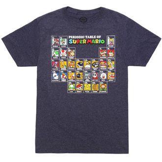 Nintendo Herren Pilz-Tisch T-Shirt, Marineblau, meliert, Mittel