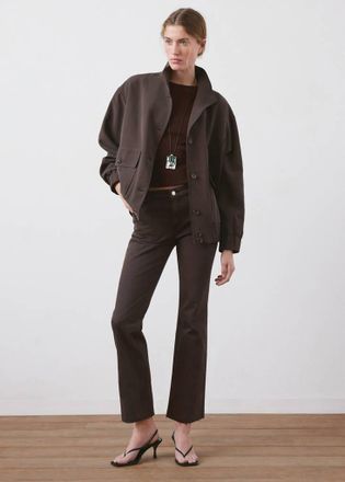 Mango Jean Sienna flare crop chocolat - Femme - 32 - MANGO