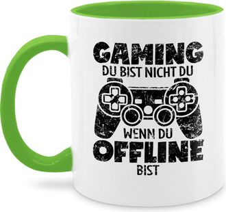 Shirtracer Tasse Tassen 325ml - Statement Sprüche - Gaming! Du bist nicht du, wenn du offline bist schwarz - 325 ml - Hellgrün - spruchtasse sarkasmus gamer kaff