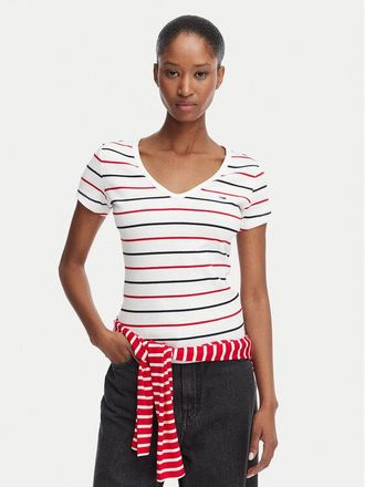 Tommy Jeans T-Shirt DW0DW17385 Wei&szlig; Slim Fit
