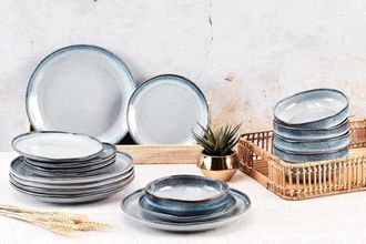 Bj&ouml;rn Borg GENESIS Geschirrset SEA SR-LEGM26 BJORN, 18-teilig, Steinzeug mit reaktiver Glasur, Blauer Farbverlauf, Sp&uuml;lmaschinen- und Mikrowellenfest, f&uuml;r 6 Pers