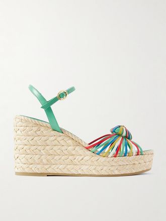 Valentino Garavani Sandales Compensées Façon Espadrilles En Cuir - Multicolore
