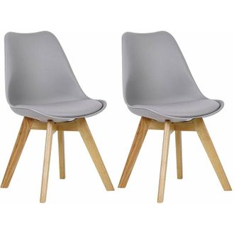 Woltu Chaise de salle à manger lot de 2, Chaise de cuisine, pied en bois, style nordique, Gris - Woltu