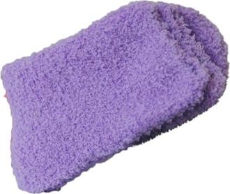 Generic Chaussettes dhiver &eacute;paisses unies en fibre de corail jusquau milieu du mollet Chaussettes en tissu &eacute;ponge pour homme Noir, lilas, taille unique