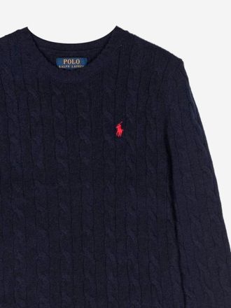 Polo Ralph Lauren Kids Sweater Cable Knit Wool And Cashmere Navy