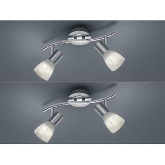 Trio Leuchten 2er set 2-flammige Deckenstrahler Silber, Glasschirme schwenkbar Breite 33cm