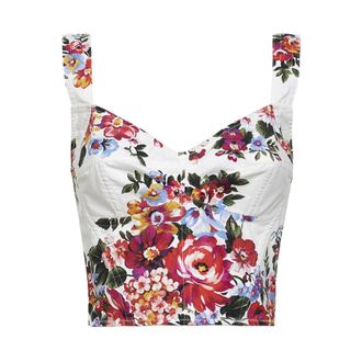 Dolce & Gabbana Femme, Tops, Multicolore, Taille: 40 FR Haut bustier fleuri en m&eacute;lange de coton