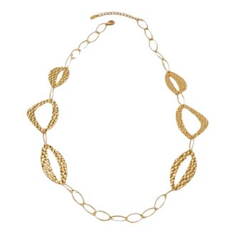 Dansk Copenhagen Ragna Waterproof 18K Gold Plated Long Statement Necklace - Hammered Stainless Steel - - Accessories - Damen - Gelb - ONE SIZE