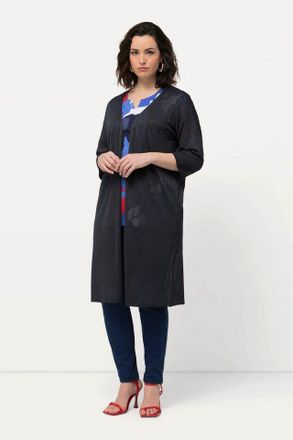 Ulla Popken Strickjacke Strickjacke Glitter offene Form V-Ausschnitt