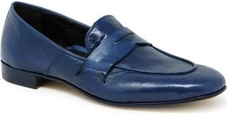 Mara Bini Blue Leather Flat Loafers - Gr. 38,5 (EU) - in Blau