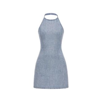 Self Portrait Denim Embellished Mini Dress - - Dresses - Damen - Blau - 4XS