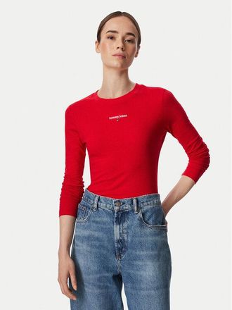 Tommy Jeans Bluse Classic Logo DW0DW23248 Rot Slim Fit