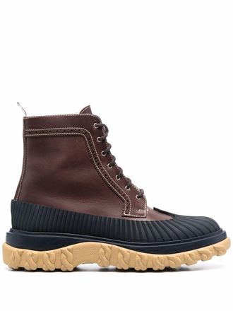 Thom Browne bottines Longwing à empiècements contrastants - Marron