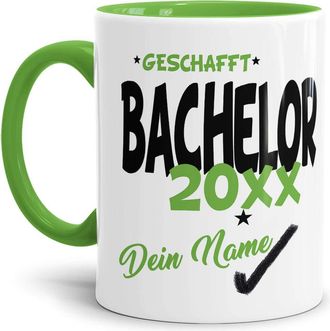 Tassendruck Bachelor-Tasse Geschafft Bachelor 20XX - Selbst gestalten mit Jahr und Name zum bestandenen Bachelor/Abschluss/Lernen/Prüfung/personalisierte Geschenk