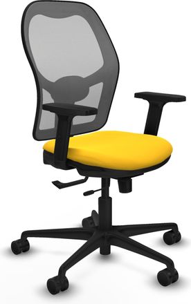 Piqueras y Crespo B&uuml;rostuhl mit 2D-Armen, h&ouml;henverstellbare Lendenwirbelst&uuml;tze, ausgestattet mit Syncro/Traslack und injiziertem Schaumstoff, Grau/Gelb