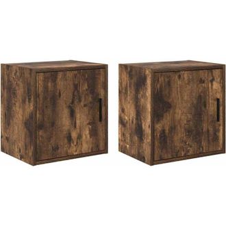 vidaXL Armoires murales de garage 2 pcs ch&ecirc;ne fum&eacute; bois ding&eacute;nierie vidaXL