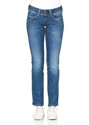 Pepe Jeans London Jean Venus pour femme - Coupe droite - Bleu - Authentic Rope W24-W34 en coton stretch - Taille : 24 W/32 L - Couleur : Authentic Rope D24, 000 denim (