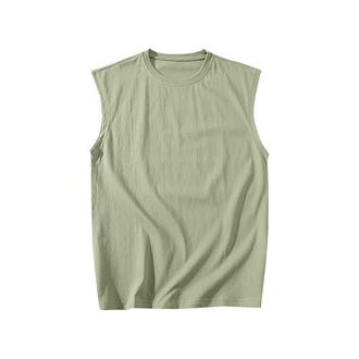 Generic D&eacute;bardeur uni l&eacute;ger pour homme, chemise de course classique, tendance, d&eacute;contract&eacute;e, col rond, confortable, respirant, basique sans manches, chemise d