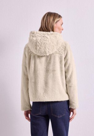 Street One Fellimitatjacke Kurze Fake-Fur-Mix Jacke mit Kapuze