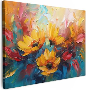 MuchoWow © Leinwand 70x50 cm Deko Schlafzimmer Aesthetic Leinwandbilder Wohnzimmer Gemälde Foto Geschenk Living Room Decoration Blumen - Dahlie - Kunst - Orang