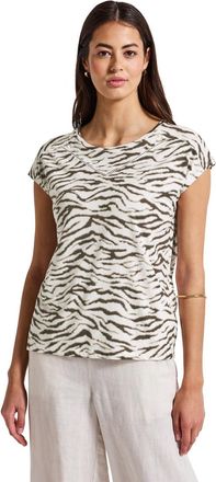 Street One Damen A323572 Print-Shirt mit Deko-Tape, Nomad Brown, 38