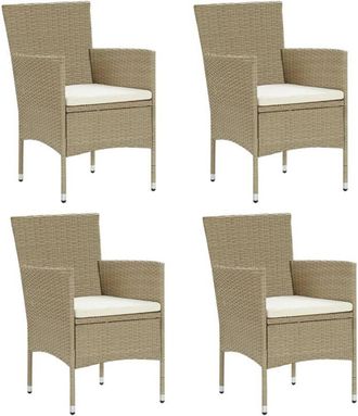 vidaXL Vidaxl - Garten-Essstühle 4 Stk. Poly Rattan Beige