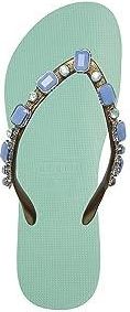 UZURII | Copa Cabana Blue - Mintgroen | Tongs pour femme | Sandales confortables et &eacute;l&eacute;gantes faites &agrave; la main | Pour int&eacute;rieur et ext&eacute;rieur 41/42