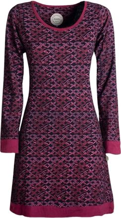 vishes Damen leichtes Langarmshirt-Kleid in Schwarz-dunkelrot | Gr&ouml;&szlig;e 2XL (44) | Handgefertigt aus 100% Baumwolle | Ideal f&uuml;r Fr&uuml;hling, Sommer & Herbst | Nac