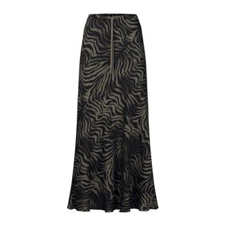Riani Femme, Jupes, Gris, Taille: 38 FR Jupe Satin Imprim&eacute; Z&egrave;bre