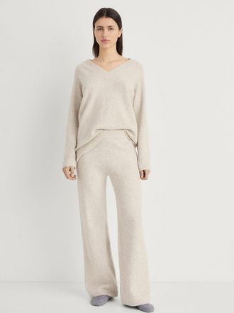 Mango Strickpullover mit V-Ausschnitt beige - Damen - S - MANGO