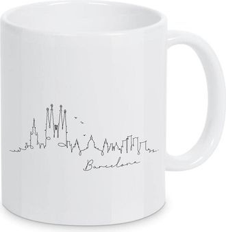 artboxONE Tasse Barcelona Pen line Silhouette von Anna Kozlenko - Kaffeetasse St&auml;dte