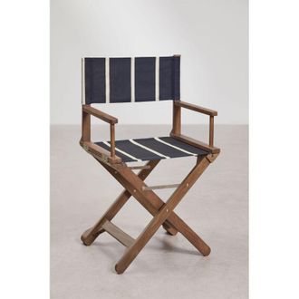 Sklum Chaise de r&eacute;alisateur pliante en bois dacacia Ridley SKLUM Bleu marine - Beige tapioca