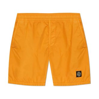 Stone Island Logo Badeshorts - - Swimwear - Herren - Orange - M