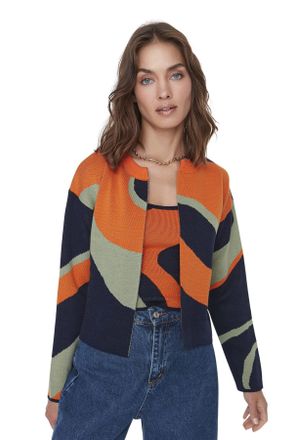 Trendyol Orange Patterned 2-Piece Blouse-Cardigan Strickwaren Cardigan Twoaw23Hi00223