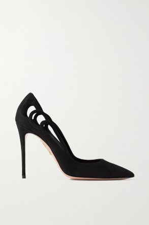 Aquazzura Fenix 105 Pumps Aus Veloursleder Mit Cut-outs - Schwarz