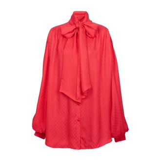 Balmain Monogram Jacquard Seidenhemd - - Blouses & Shirts - Damen - Rosa - S