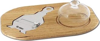 Sanelli Ambrogio Ambrogio Sanelli Tr&uuml;ffel-Set: Schneidebrett aus Kastanienholz mit Glasglocke und Tr&uuml;ffelschneider aus Edelstahl mit glatter Klinge. Griff aus Kastanie